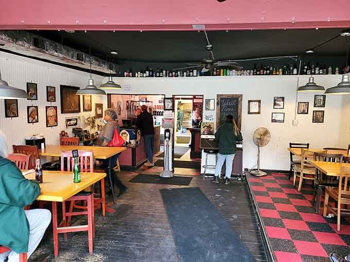 Checkered floors and casual vibes set the stage for serious barbecue, no pretense required at this joint.