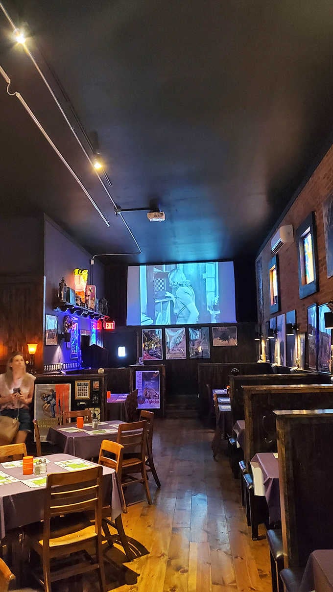 Classic horror films projected overhead while you eat? Now that's what I call dinner and a show done right.