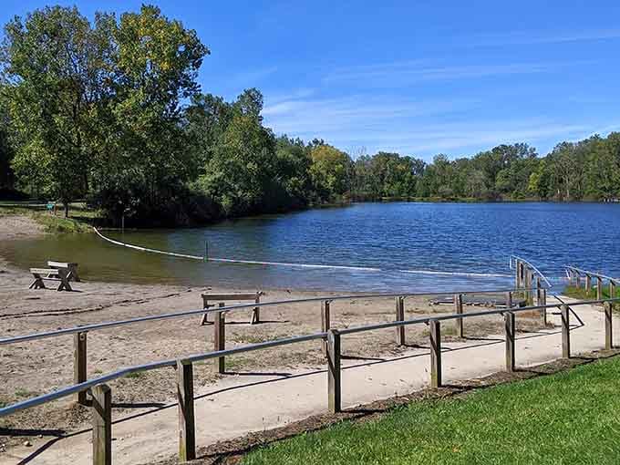 This sandy beach proves you don't need an ocean to have a perfect waterfront escape.