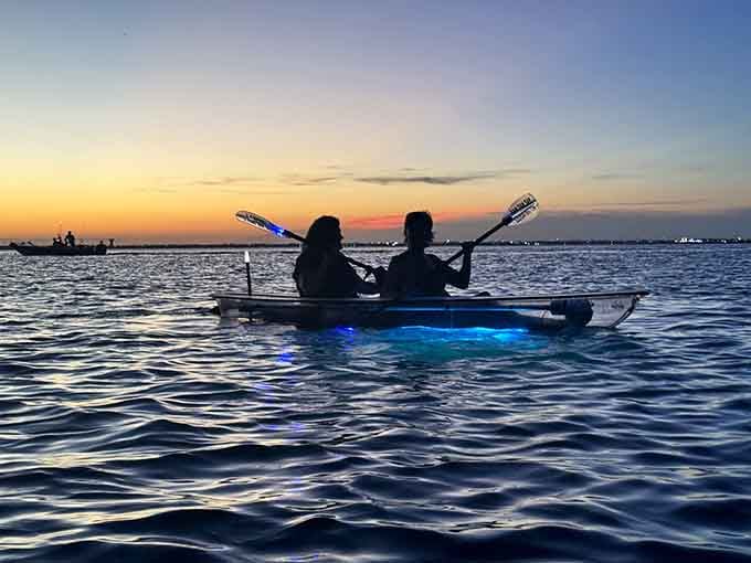 That moment when the sunset competes with your glowing kayak and honestly, it's a tie for spectacular.