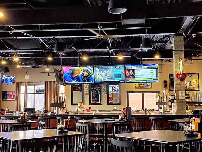 Spacious, comfortable, and lined with screens&mdash;this is where Cleveland comes to eat and unwind properly.