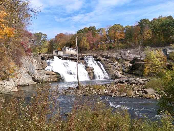 The layered rock formations create a natural staircase that water has been perfecting for millennia.