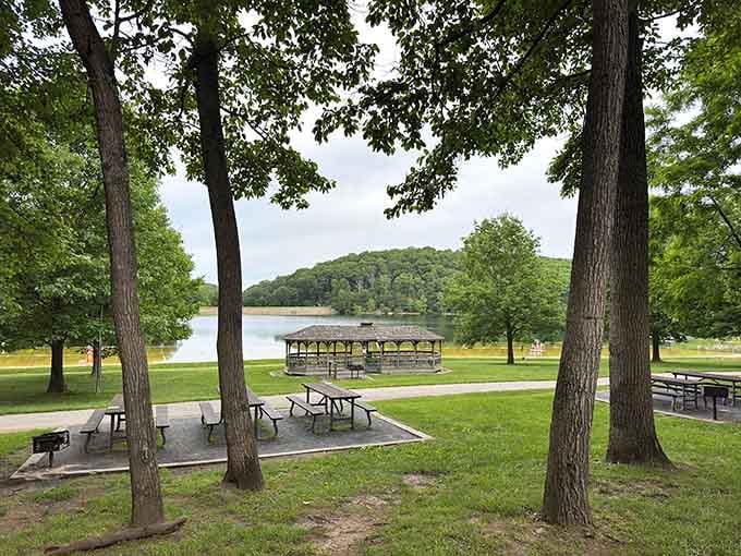 These picnic pavilions understand the assignment: shade, views, and enough space to avoid your chatty neighbor's potato salad commentary.