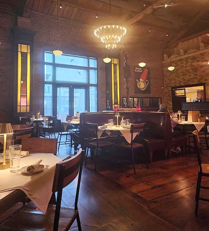 Exposed brick, warm lighting, and an atmosphere that invites you to actually enjoy your meal instead of Instagramming it.
