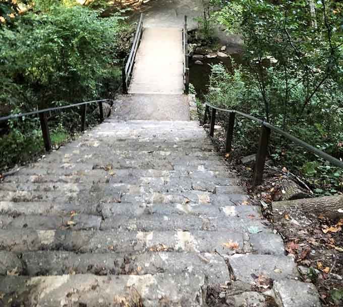 These stairs lead down to paradise, or at least to a place where your phone stops buzzing incessantly.
