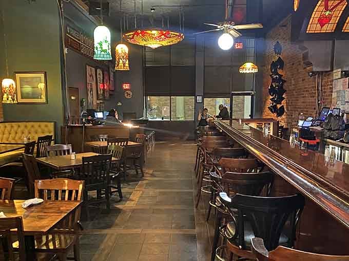 Exposed brick, vintage lighting, and a welcoming bar create the perfect backdrop for serious seafood indulgence.