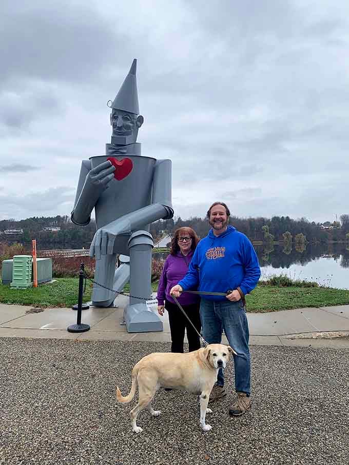 Nothing says "family photo op" quite like posing with a two-story character who finally found his heart in Michigan.