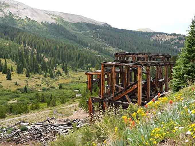 This skeletal frame once housed someone's fortune-seeking fantasies—now it's just really expensive mountain art.
