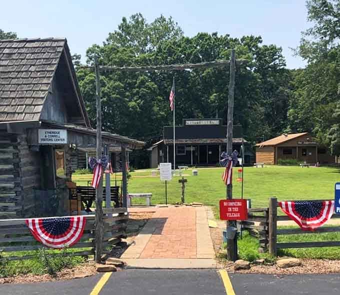 Stars, stripes, and hand-hewn logs create a patriotic tableau that'd make Norman Rockwell reach for his paintbrush.