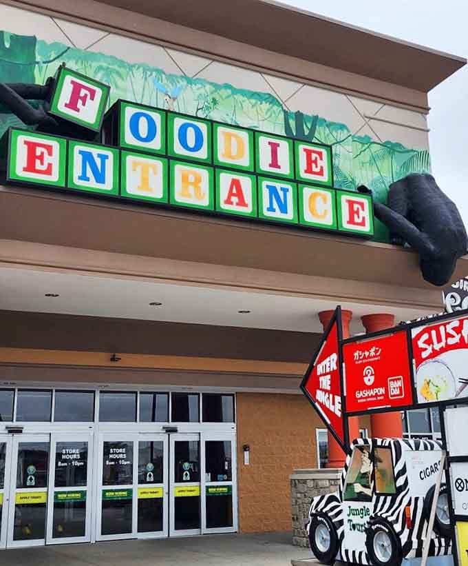 When a giant gorilla and colorful blocks greet you, normal grocery shopping has officially left the building.