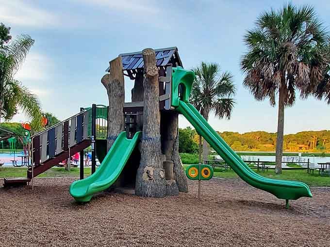 When the playground looks this good, you know the parents planned this park visit as much for themselves.
