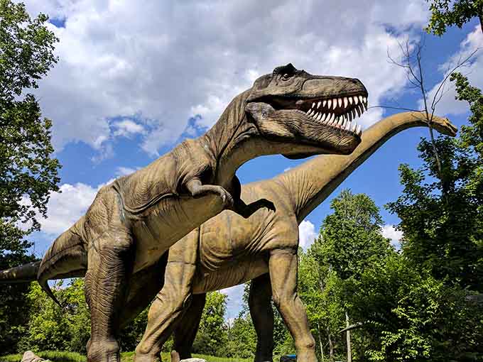 This prehistoric giant stands guard like he's been waiting millions of years for you to show up.