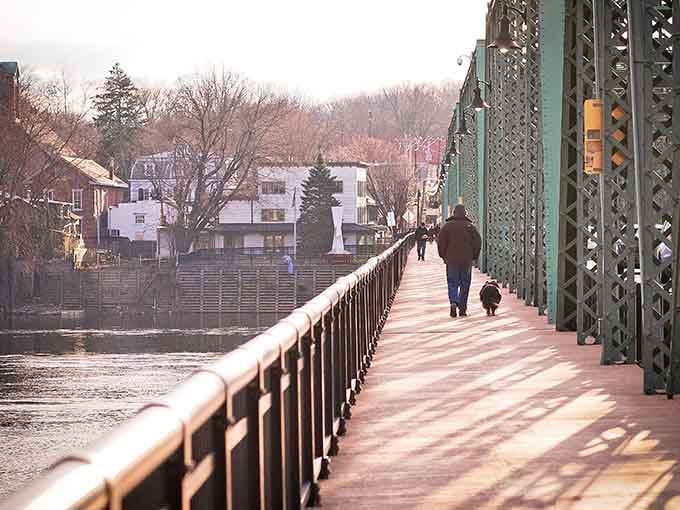 Walking across this bridge with your dog on a quiet morning beats any treadmill workout you've ever attempted.