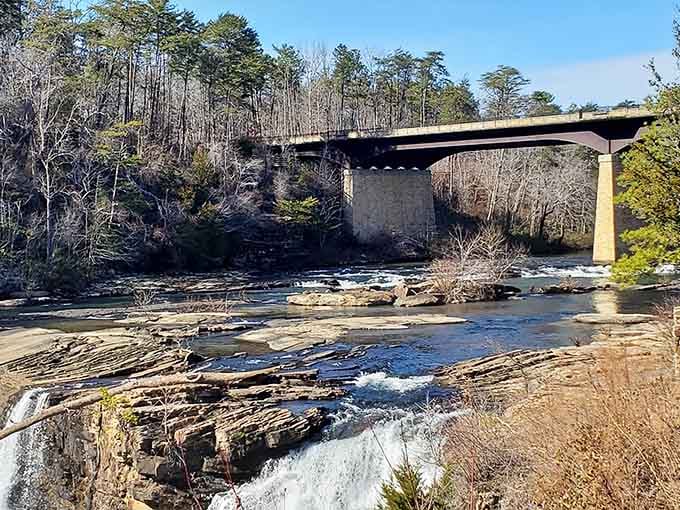 That bridge overhead adds a touch of civilization to an otherwise wild scene, like wearing sneakers with a tuxedo.
