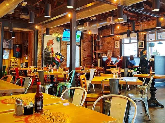 Exposed brick, colorful tables, and that unmistakable buzz of people enjoying seriously good food together.
