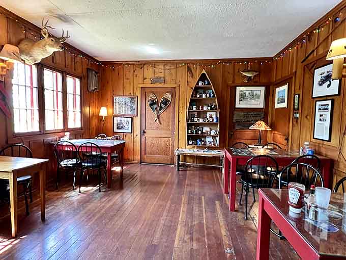 Wood paneling that predates the concept of "rustic chic" by about fifty years, and it shows in the best way.