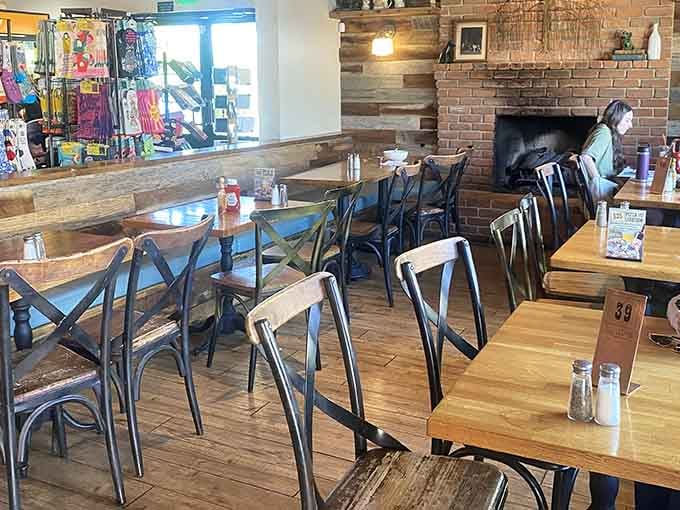 Rustic wood meets modern comfort in a space that somehow feels both spacious and cozy simultaneously.