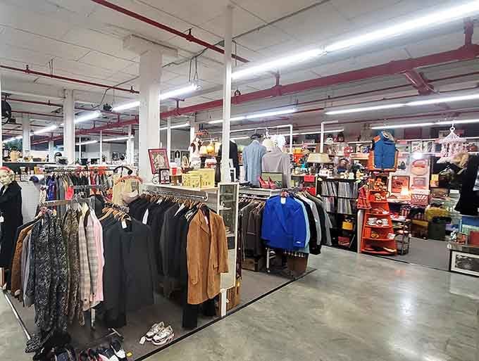 Racks of vintage clothing stretch into the distance like a fashionista's fever dream come gloriously true.