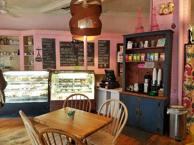 Pink walls and pastry cases create the perfect European caf&eacute; vibe for your next sugar-fueled adventure.