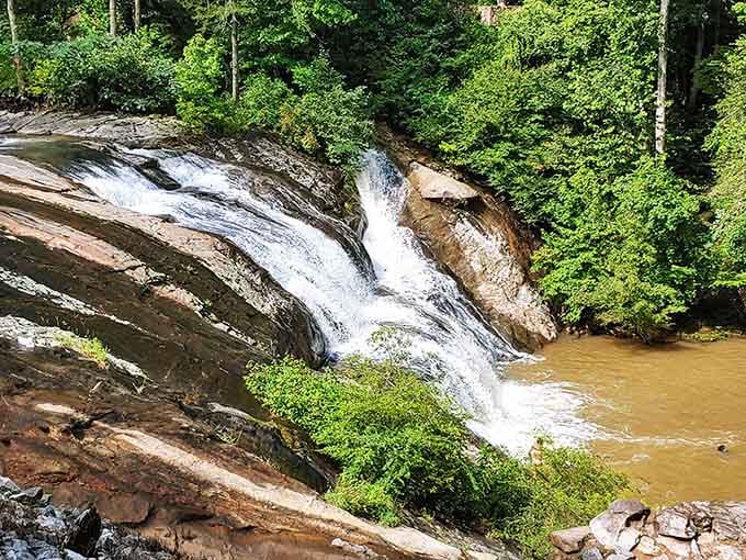 Water dancing down ancient rock like it's auditioning for a nature documentary, and absolutely nailing every take.