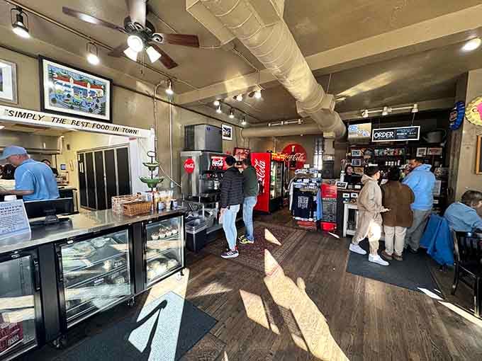 The industrial-chic interior proves you don't need fancy decor when your sandwiches are this good.