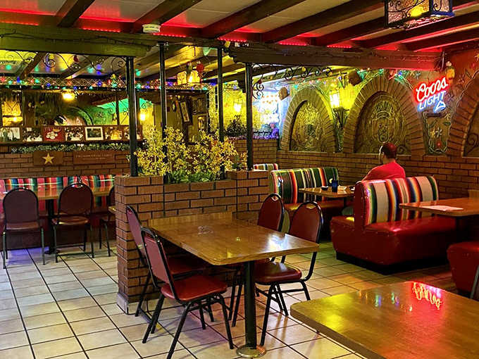 Neon signs and colorful chaos create an atmosphere where calories don't count and happiness is mandatory.