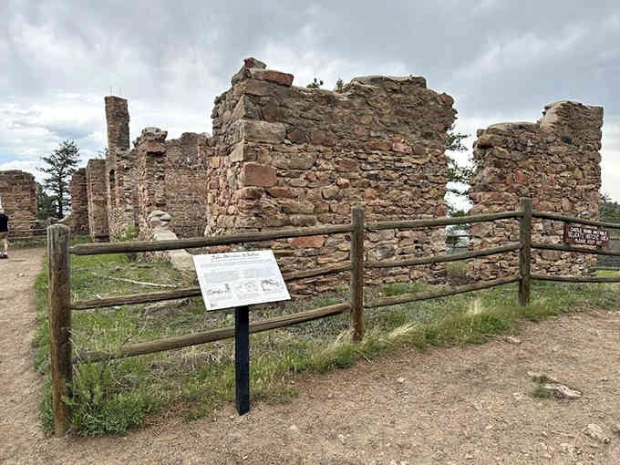 An interpretive sign tells the whole dramatic story without requiring a history degree or reading glasses you forgot at home.
