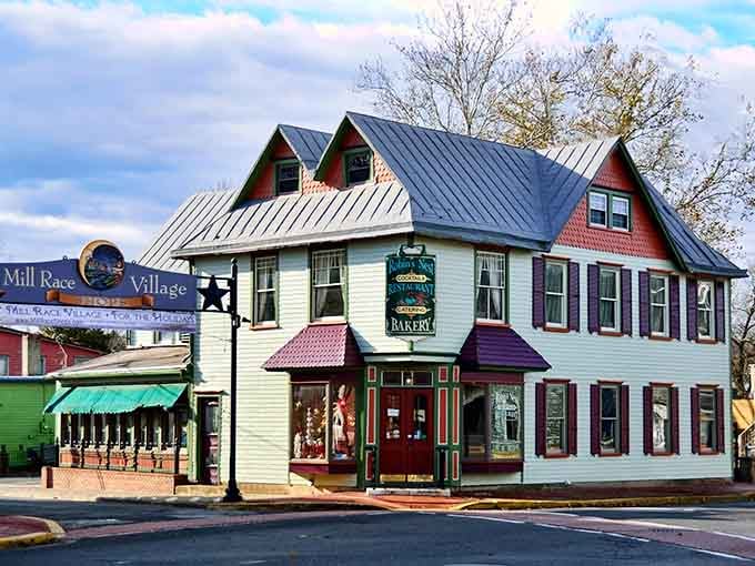 Mill Race Village's colorful facades look like they've been plucked straight from a storybook about simpler times.