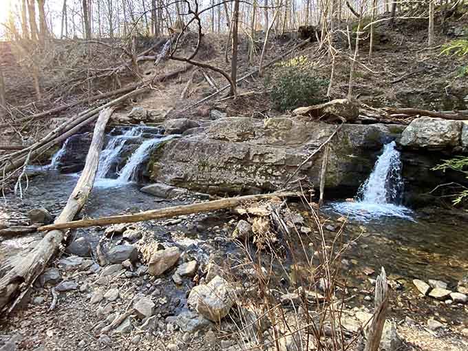 Mother Nature's own water feature, proving you don't need a fancy backyard to enjoy cascading streams and rocky beauty.