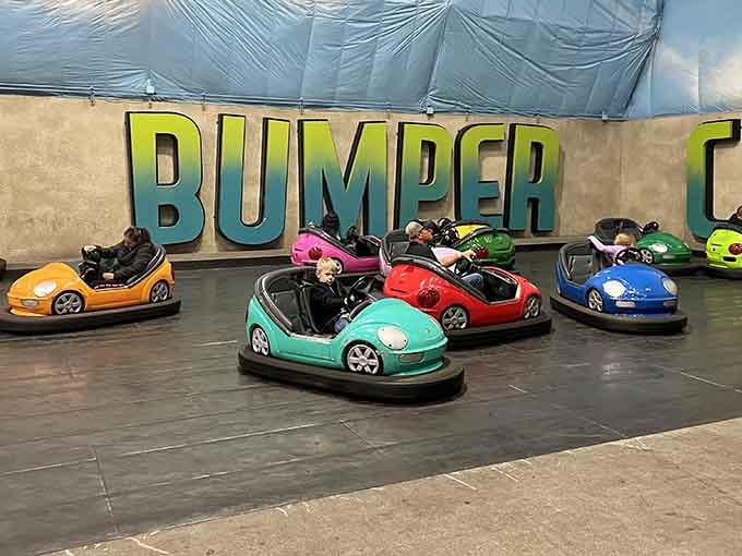 Bumper cars in candy-colored chaos, where ramming your relatives is not only allowed but actively encouraged.