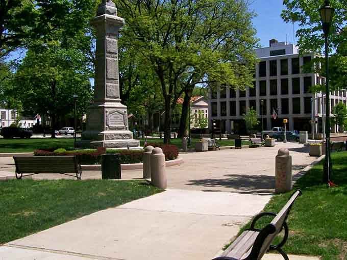 The town green's Civil War monument stands watch over benches perfect for people-watching, newspaper-reading, and contemplating life's simpler pleasures.