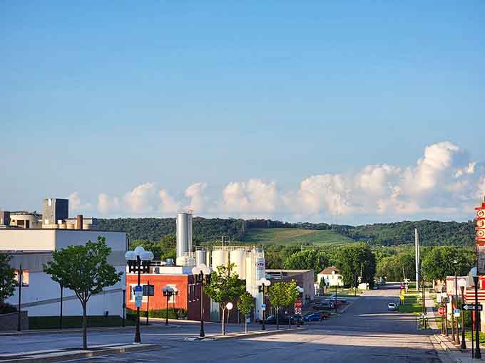 Rolling hills frame this brewery town like nature's own postcard, minus the cheesy caption.
