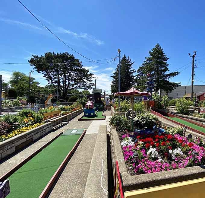 Mini-golf surrounded by flowers that would make your grandmother's garden jealous&mdash;now that's multitasking.