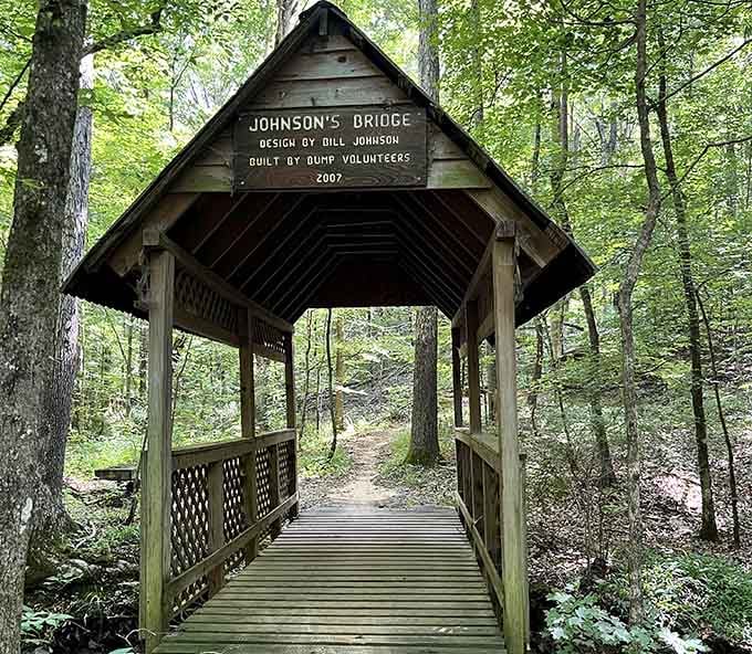 Johnson's Bridge proves that volunteers with hammers and determination can create something more charming than most highway overpasses.