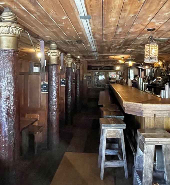 Step inside where vintage lanterns and worn wood create ambiance no designer could fake or replicate.