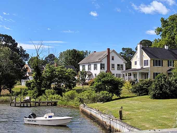 Waterfront living where your boat gets a better view than most people's living room windows ever will.