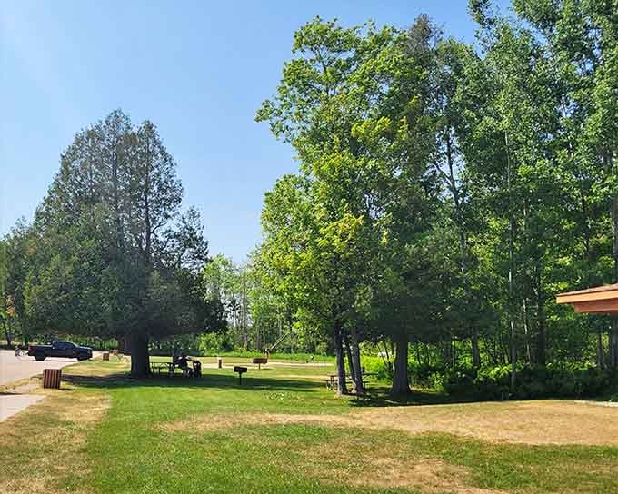 Peaceful grounds invite lingering long after you've crossed the spring, perfect for contemplating what you just witnessed.