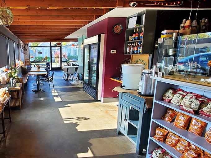 Step into this welcoming space where warm wood meets cool concrete and delicious possibilities.