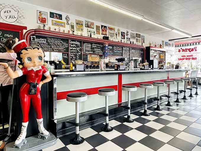 Chrome stools, checkered floors, and a Betty Boop statue&mdash;this is what happiness looks like in diner form.