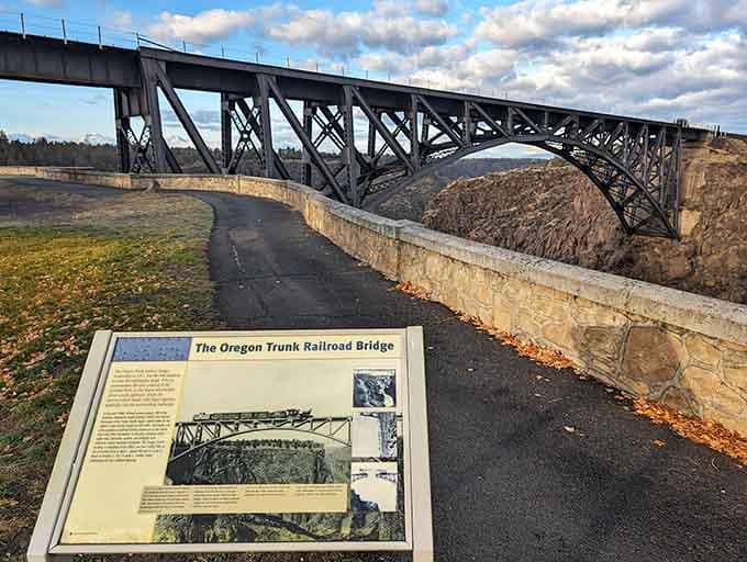 History lessons are way more interesting when they involve century-old railroad bridges and dramatic canyon views.