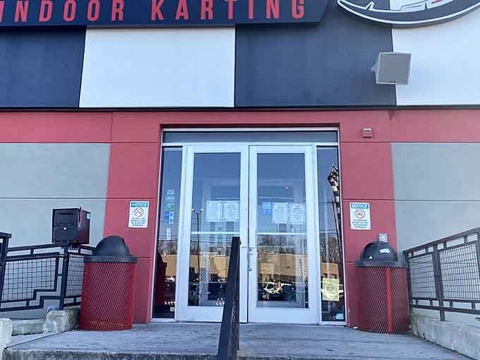 The entrance promises indoor karting thrills, which means your hair will stay perfect while your adrenaline goes absolutely wild.