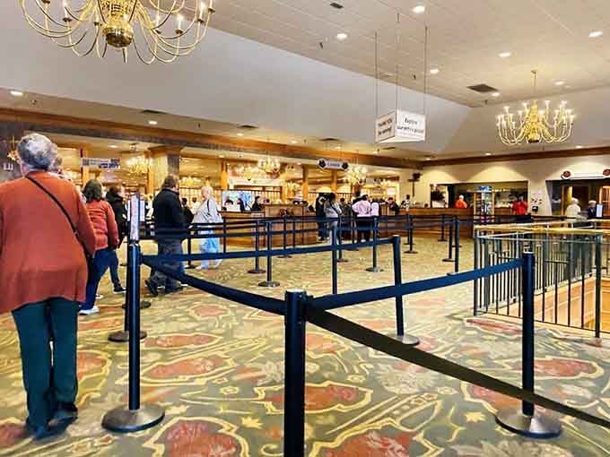 The queue system keeps things orderly, but nothing can prepare you for the feast awaiting past those railings.