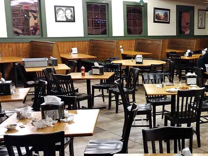 Wood paneling and comfortable booths create the perfect setting for serious barbecue consumption and zero regrets.