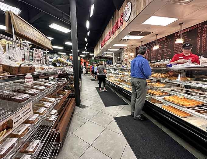 Rows of golden kolaches stretch endlessly before you, a sight that makes decision-making delightfully difficult for hungry travelers.