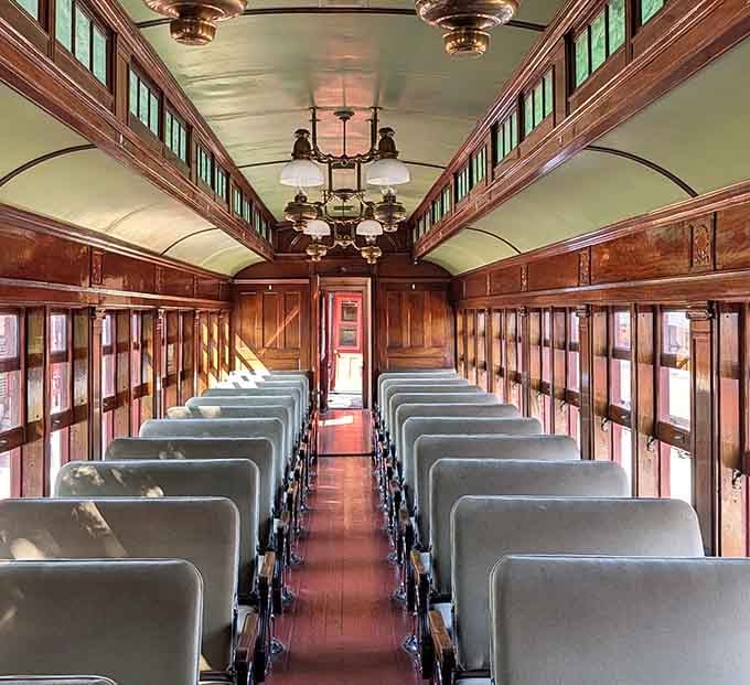 Step inside where polished wood and vintage fixtures transport you straight into railroad's golden era.