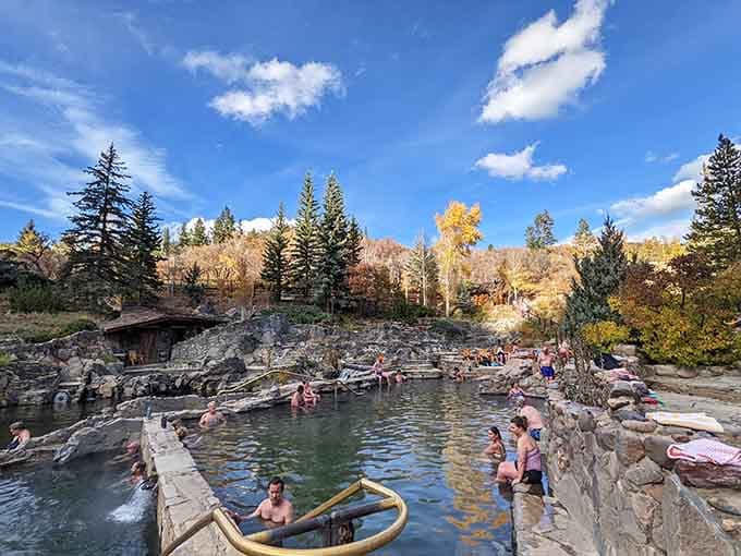 Fall colors frame happy soakers who've discovered Colorado's worst-kept secret, and they're not telling anyone about it either.