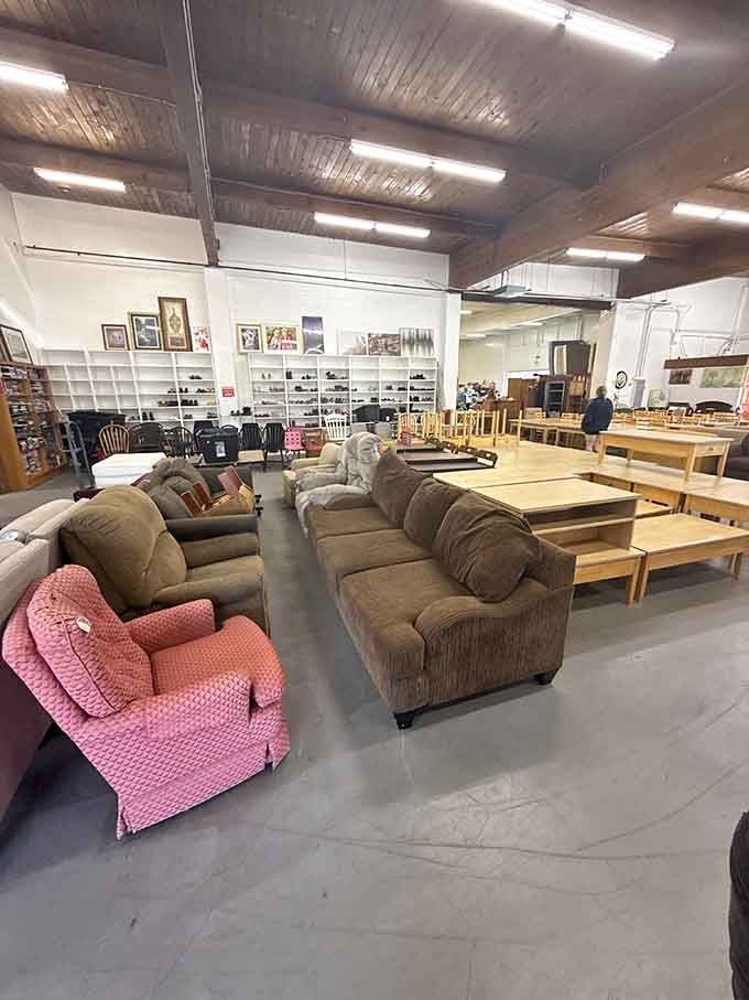 This furniture showroom vibe costs a fraction of retail, proving good taste doesn't require trust fund money.