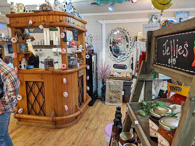 Inside feels like your crafty aunt's dream workshop merged with a candy store and decided to throw a party.