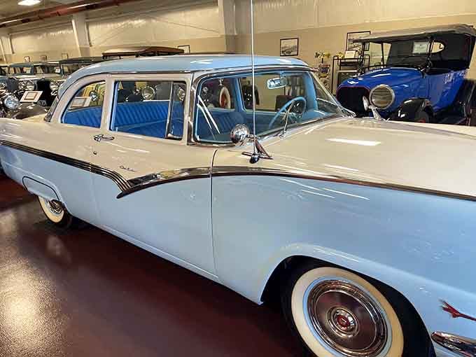 This powder blue stunner looks ready to cruise to the drive-in for a double feature and milkshakes.