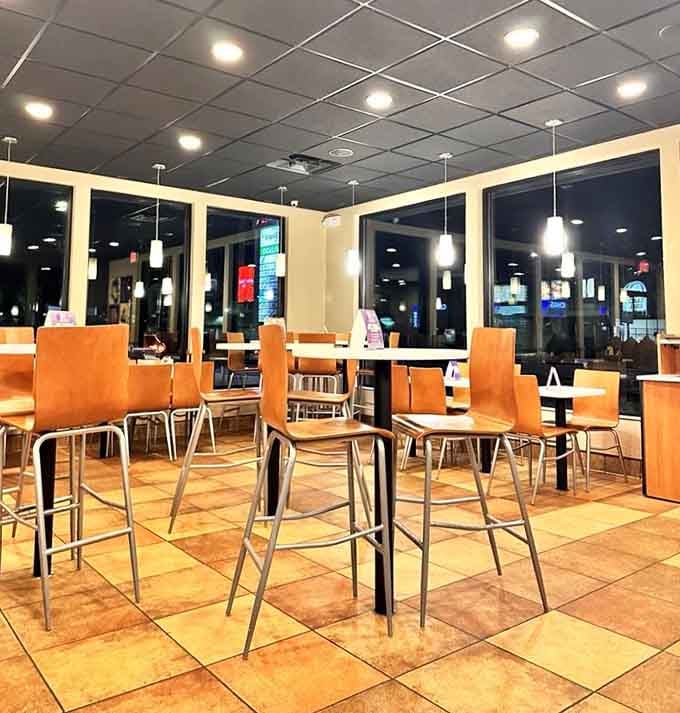 Step inside and discover a dining space that looks more downtown bistro than drive-through destination.